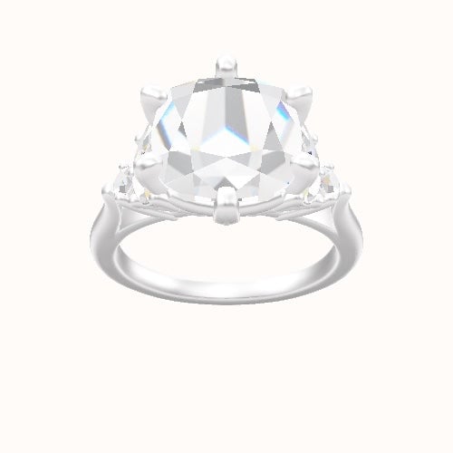 Cathedral Band with Marquise & Round Sidestones With High Set Six Prong ...