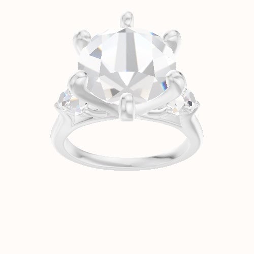 Cathedral Band with Round Sidestone Trio With Classic Six Prong Head ...