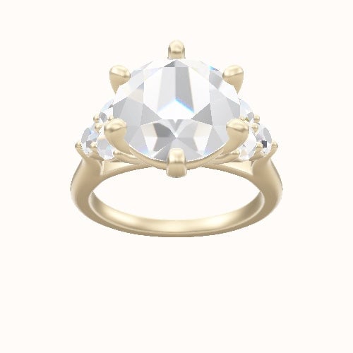 Cathedral Band with Round Sidestone Trio With High Set Six Prong Head ...