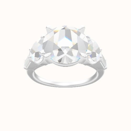 Cathedral Band with Round & Straight Baguette Sidestones With Standard ...