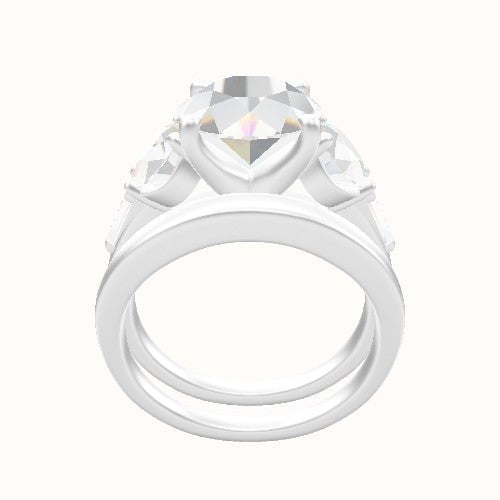 Cathedral Band with Round & Tapered Baguette Sidestones With Four Prong ...