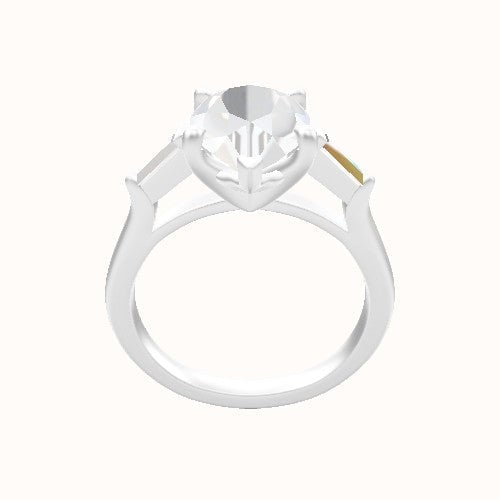 Cathedral Band with Tapered Baguette Sidestones With Four Prong Head ...