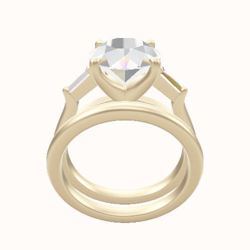 Cathedral Band with Tapered Baguette Sidestones With Four Prong Head ...