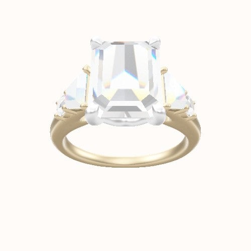 Cathedral Band with Trapezoid & Round Sidestones With Crown Four Prong ...