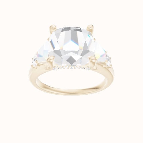 Cathedral Band with Trapezoid & Round Sidestones With Pave V Prong Head ...