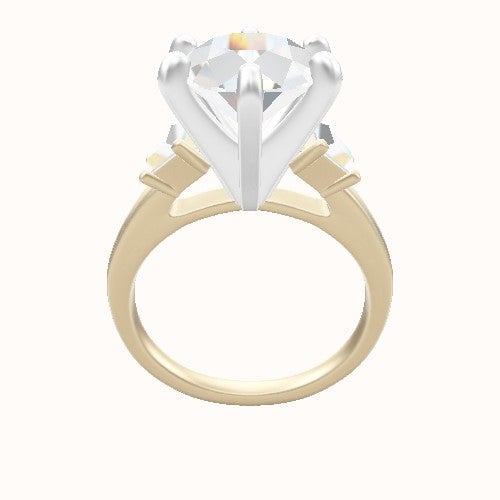 Cathedral Band with Trapezoid Sidestones With Classic Six Prong Head ...