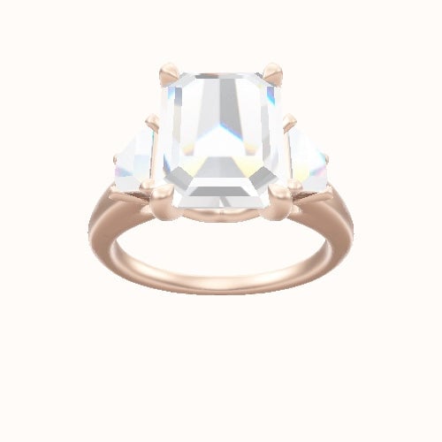 Cathedral Band with Trapezoid Sidestones With Crown Four Prong w ...