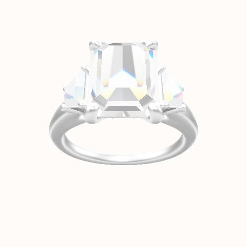 Cathedral Band with Trapezoid Sidestones With X Gallery Head 14kt White ...