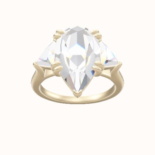 Cathedral Band with Trillion Sidestones With Double Prongs Head 18kt ...