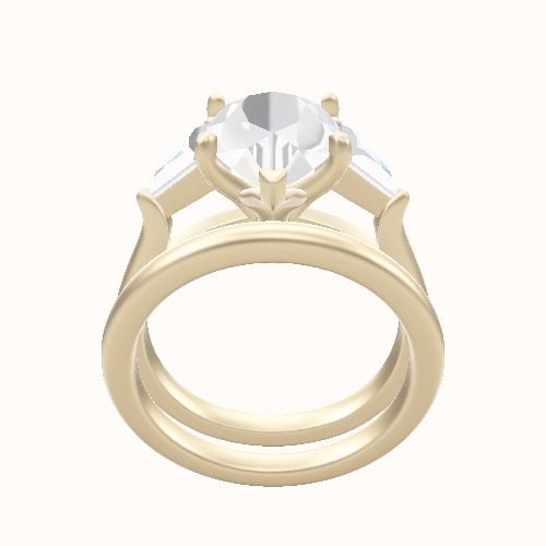 Cathedral Band with Trillion Sidestones With Petal Four Prong Head and ...