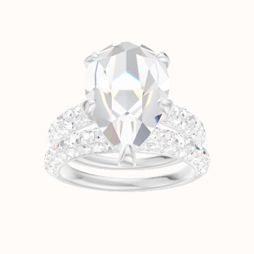 Cathedral Three Row Pave With Pave Basket Head and Matching Band 14kt ...
