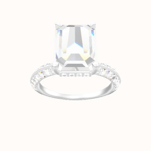 Knife Edge Double Row Pave With Low Set Pave Hidden Halo Head and ...