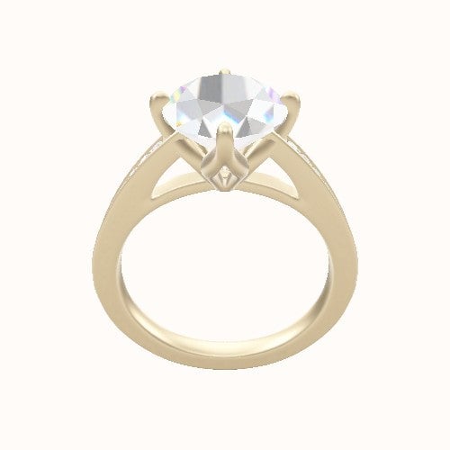 Micropave Cathedral Engagement Ring With Petal Compass Prong Head | Ritani