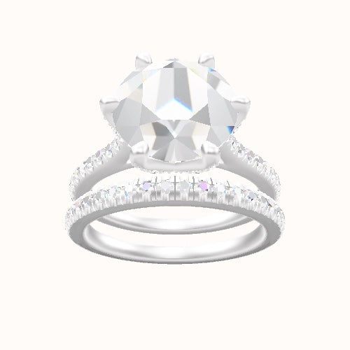 Pave Cathedral With Pave Petal Six Prong Head and Matching Band ...