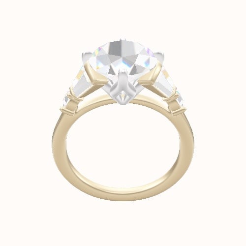 Plain Band with Triple Tapered Baguettes & Round Sidestones With Petal ...