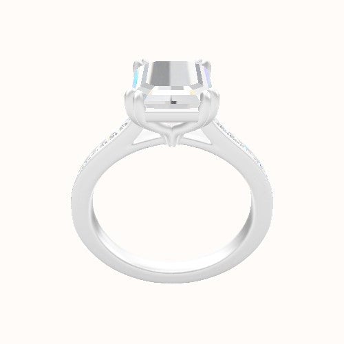 Tapered Channel Set With Double Prongs Head 18kt White Gold | Ritani