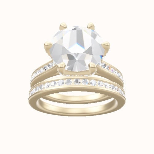 Tapered Channel Set With Pave Petal Six Prong Head and Matching Band ...