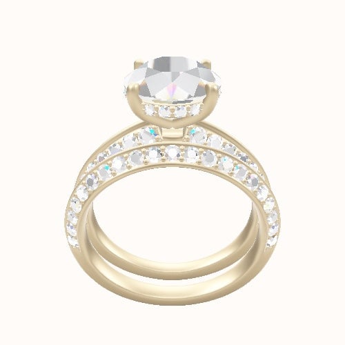 Tapered Knife Edge Double Row Pave Engagement Ring With Low Set Pave ...