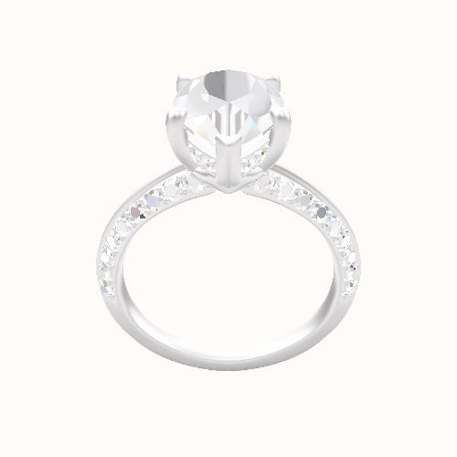 Tapered Knife Edge Double Row Pave With V Prong with Hidden Halo Head ...