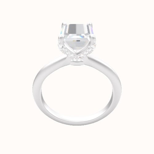 Beveled Solitaire Engagement Ring With Pave Petal Four Prong Head | Ritani