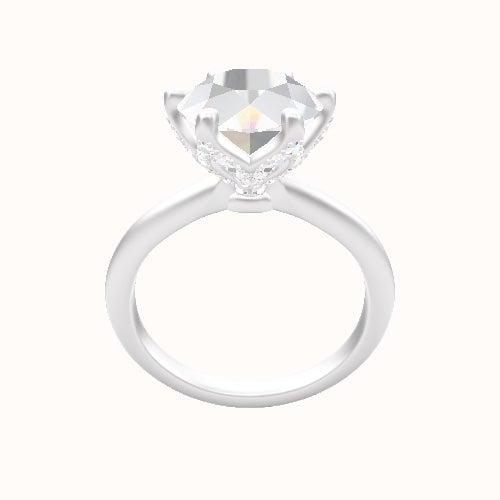 Beveled Solitaire Engagement Ring With Pave Petal Six Prong Head | Ritani