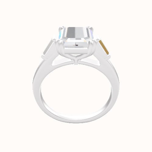 Cathedral Band with Trapezoid & Round Sidestones With Double Prongs ...
