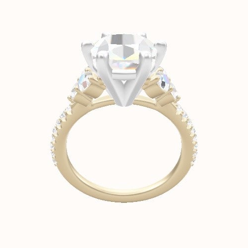 Cathedral Band with Trapezoid Sidestones With High Set Six Prong Head ...