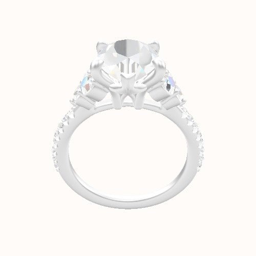 Cathedral Band with Trapezoid Sidestones With X Gallery Head 14kt White ...