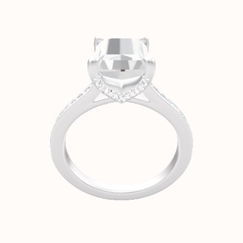 Tapered Channel Set Engagement Ring With Pave V Prong Head | Ritani