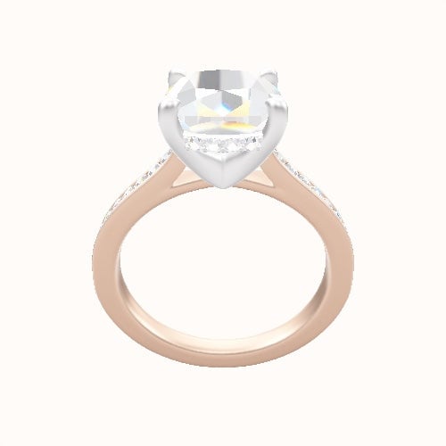 Tapered Channel Set With V Prong with Hidden Halo Head 18kt Rose Gold ...