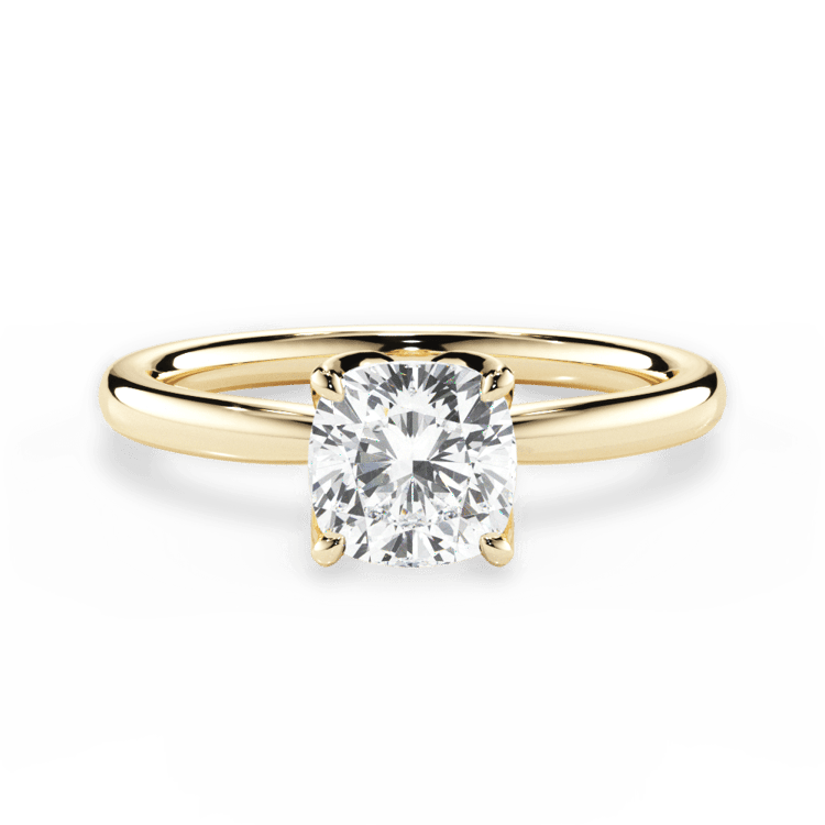 The Nivea Cushion Cut 18kt Yellow Gold Petal Solitaire Engagement Ring ...