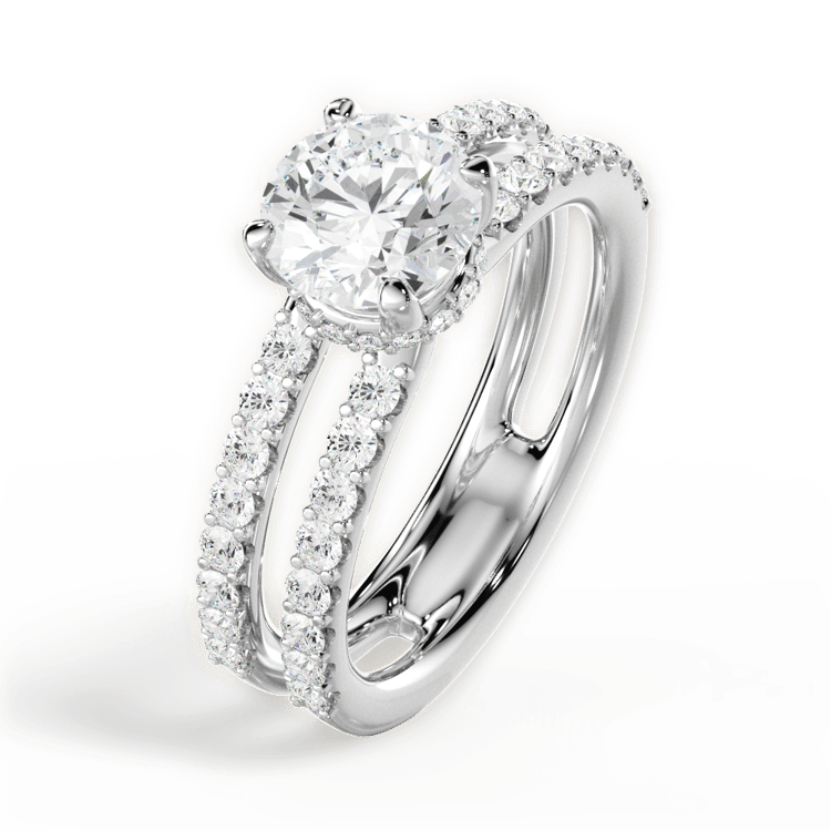 The Astra Round Cut Platinum Double Row Diamond Engagement Ring | Ritani