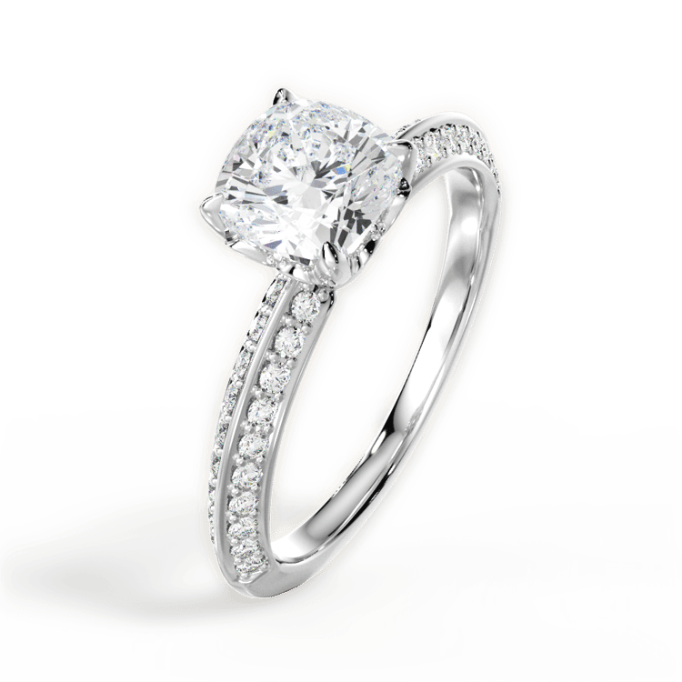The Yareli Cushion Cut 18kt White Gold Knife-Edge Diamond Band ...