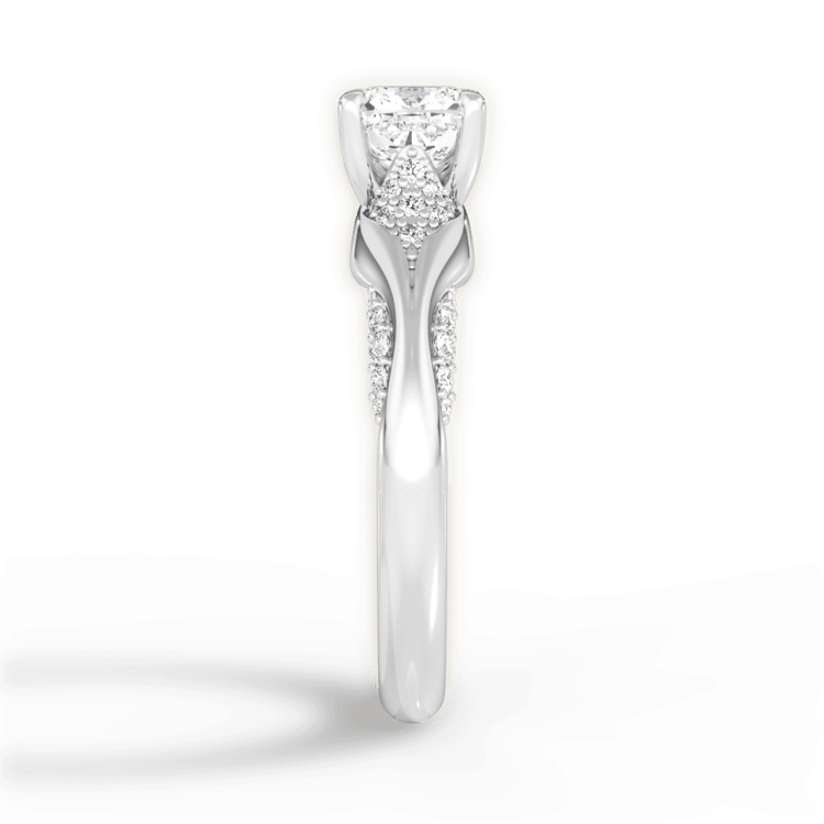 The Gabriella Cushion Cut 14kt White Gold Micropavé Diamond Petal ...