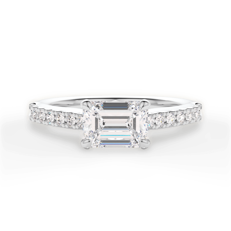 The Marta Emerald Cut 18kt White Gold East To West French-Set Diamond ...