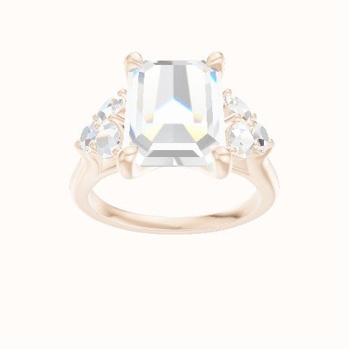 Cathedral Band with Round Sidestone Trio With Four Prong Head and ...