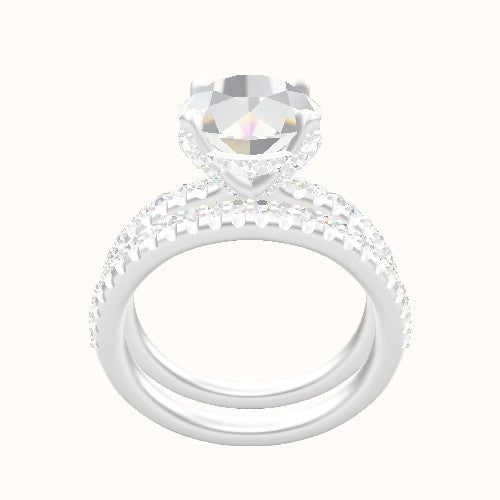 Half Pave With Pave Basket Head and Matching Band Platinum | Ritani
