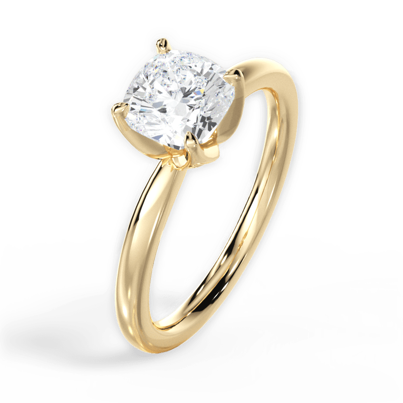 The Nivea Cushion Cut 18kt Yellow Gold Petal Solitaire Engagement Ring ...