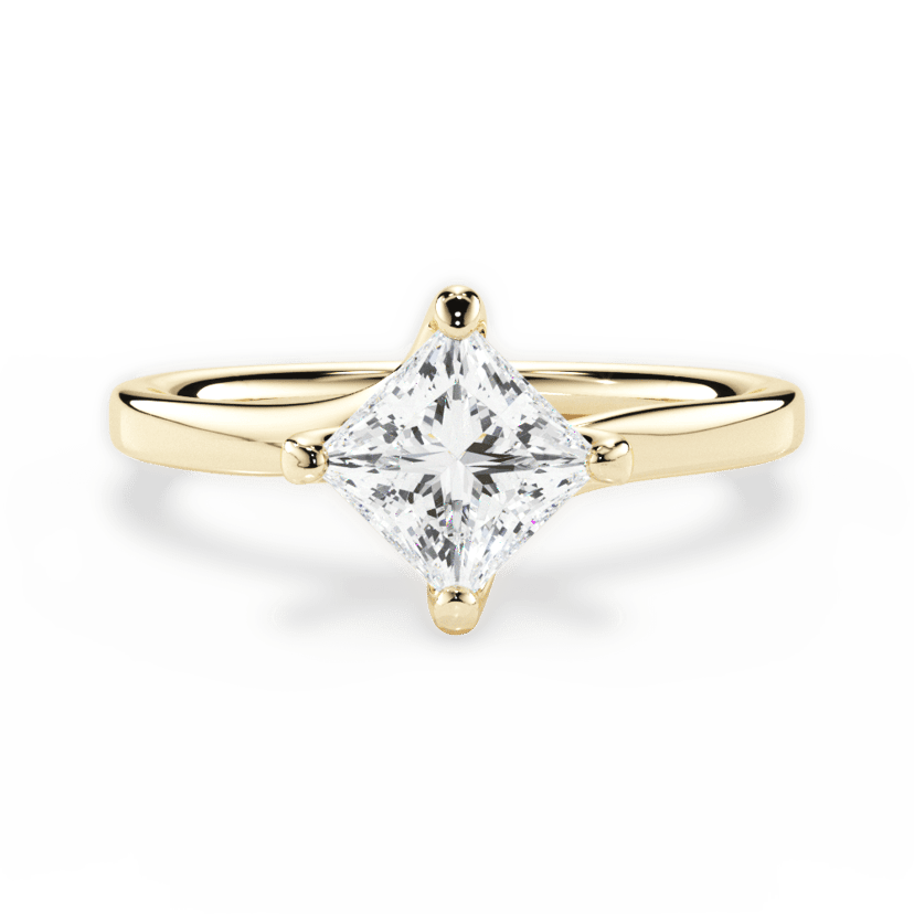 The Evelyn Princess Cut 18kt Yellow Gold Solitaire Kite Set Swirl ...