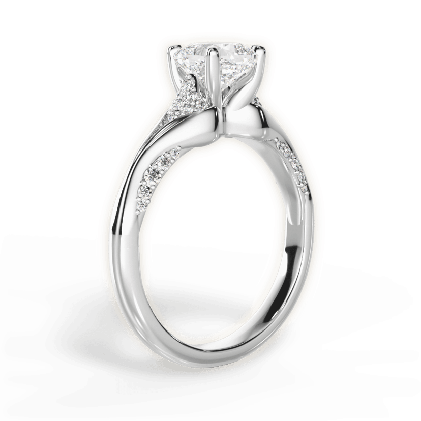 The Gabriella Cushion Cut 14kt White Gold Micropavé Diamond Petal ...