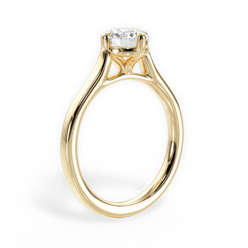 The Kat Round Cut 18kt Yellow Gold Kite-Set Solitaire Engagement Ring ...